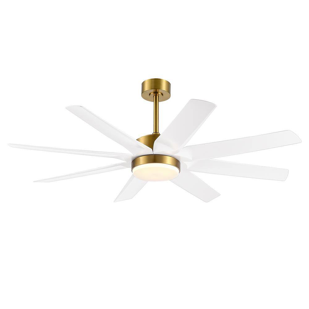 Breezary Arthur 56 in. Integrated LED Indoor White-Blade Gold Ceiling ...