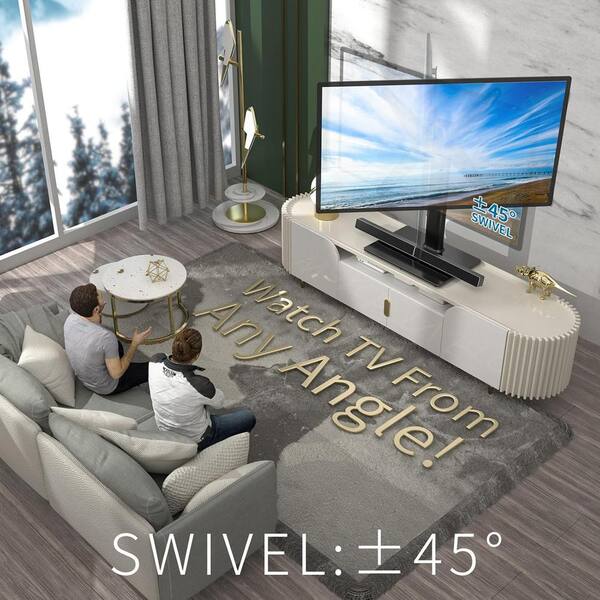 Lukyamzn Universal TV Stand Base Table Top for 21 to 55 in. 90 Swivel 4 Level Height Adjustable Heavy Duty Tempered Glass SA04 5D27B091 The Home Depot