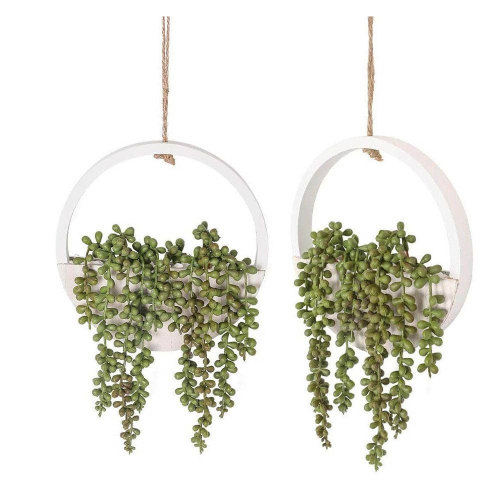 7.9 in. Green Indoor Outdoor Wall Decor Succulent Artificial Plant ...