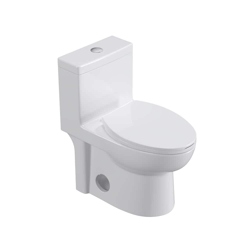tunuo 1-piece 1.1/1.6 GPF Dual Flush Elongated Toilet in. White Seat ...