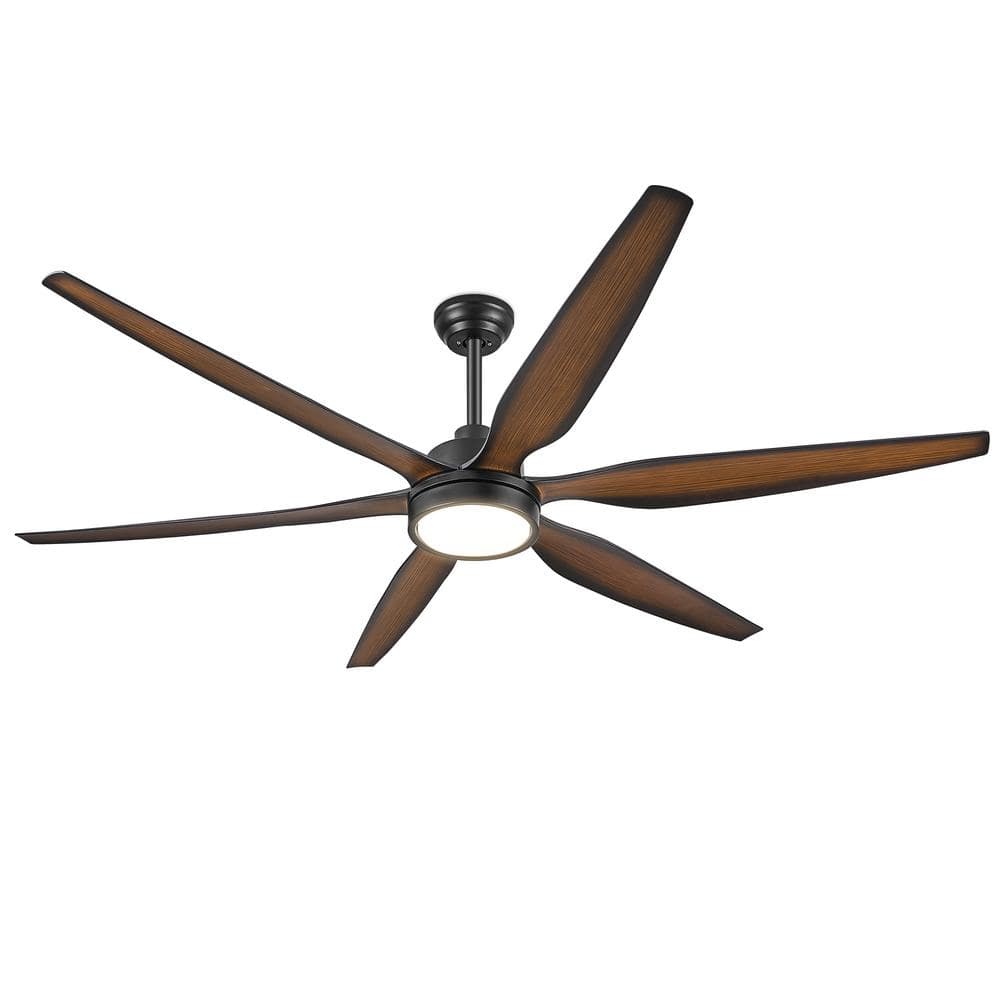 HINNIXY 66 in. Indoor/Outdoor Black Low Profile Standard Ceiling Fan ...