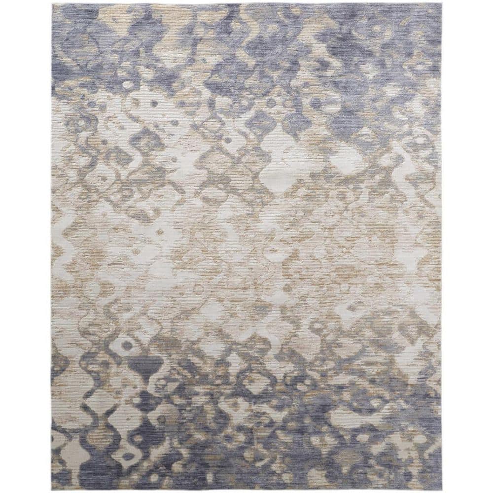 HomeRoots 3 ft. x 5 ft. Ivory, Tan, Blue Ombre Area Rug 2000567312 ...