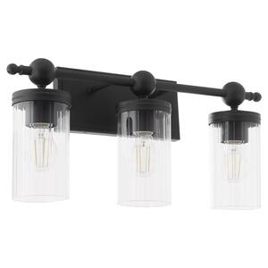 Quorum International 3-Light - 100-Watt Medium Base Lamp Light Vanity 23 in. Width with 2 Clear ...