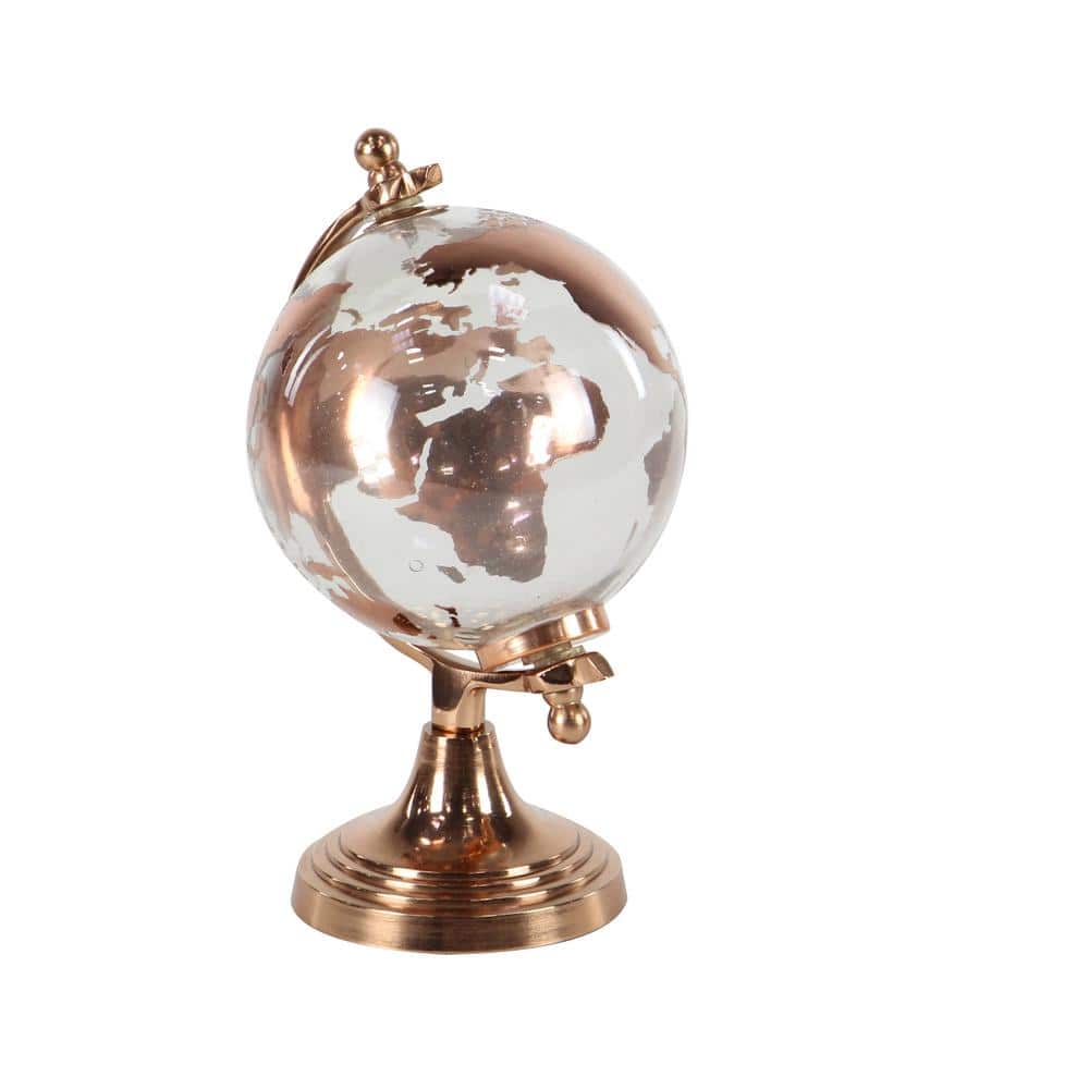 Litton Lane 11 in. Copper Aluminum Decorative Globe with Tiered Base ...