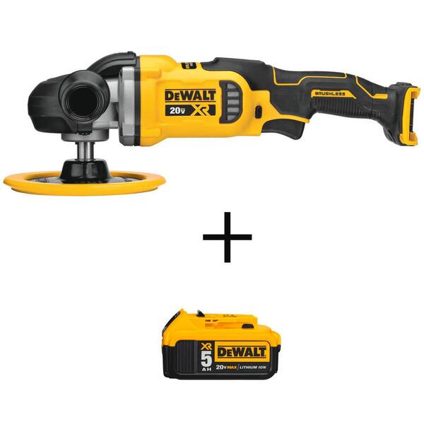 DEWALT 20V MAX XR Cordless Brushless 7 in. Variable Speed Rotary Polisher with 20V 5.0Ah Lithium Ion Battery Pack DCM849BW205 The Home Depot
