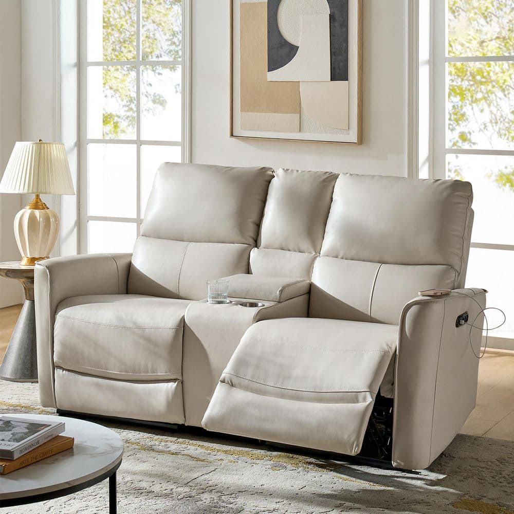 JAYDEN CREATION Azriah 71 in. Wide Padded Arm Faux Leather Rectangular ...