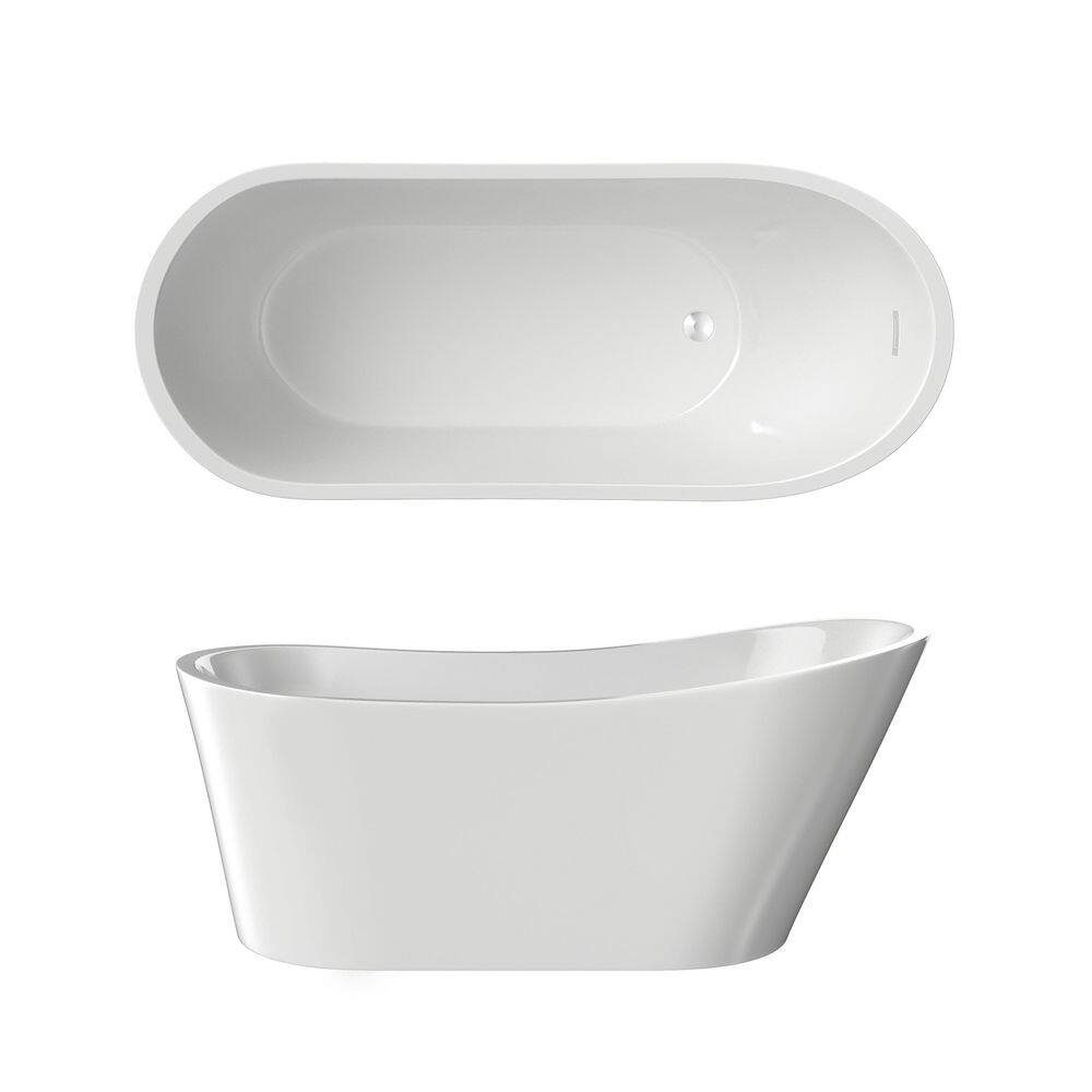 Luxura 63 in. x 29 in. Oval Shape Freestanding Bathtub Slipper Bathtub ...