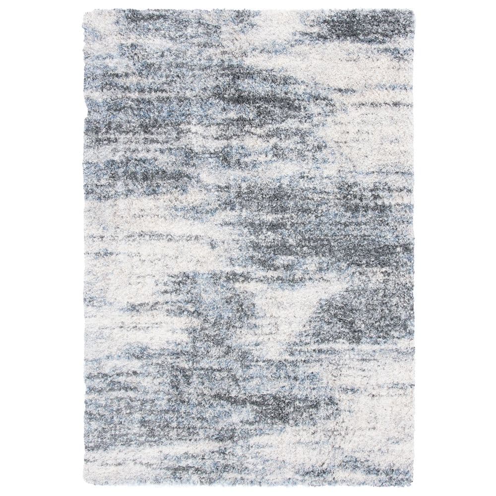 SAFAVIEH Berber Shag 10 ft. x 14 ft. Ivory/Gray Abstract Distressed ...