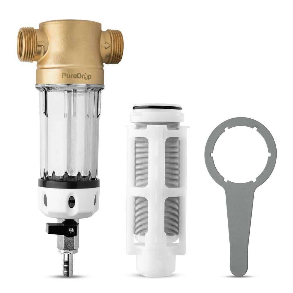 PureDrop PDR-100WSP Spin Down Sediment Filter, Reusable Whole House ...