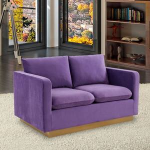 31.5 in. Purple Velvet Upholstered Modern 2 Seats Sofa Loveseats with ...