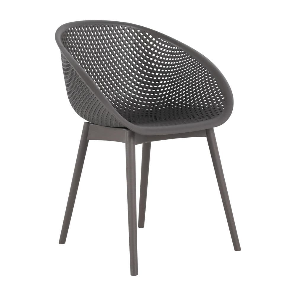 2-Pack All-Weather Modern Warm Grey PP Plastic Lounge Chairs with 300 ...