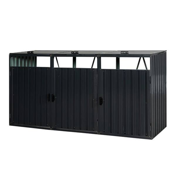Tenleaf 62.99 in. W x 31.49 in. D x 48.03 in. H Black Metal Outdoor ...