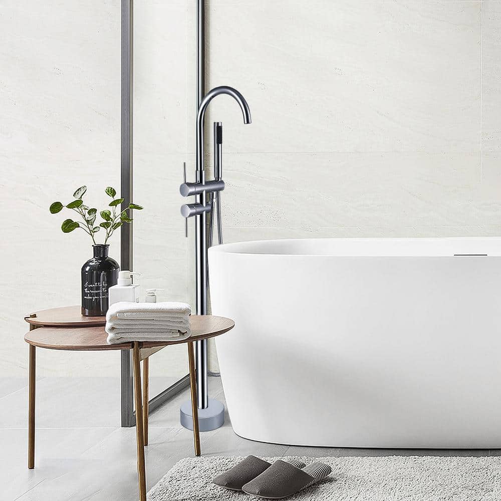 Satico 42-7/8 in. 1-Handle Freestanding Anti Scald Bathtub Faucet with ...