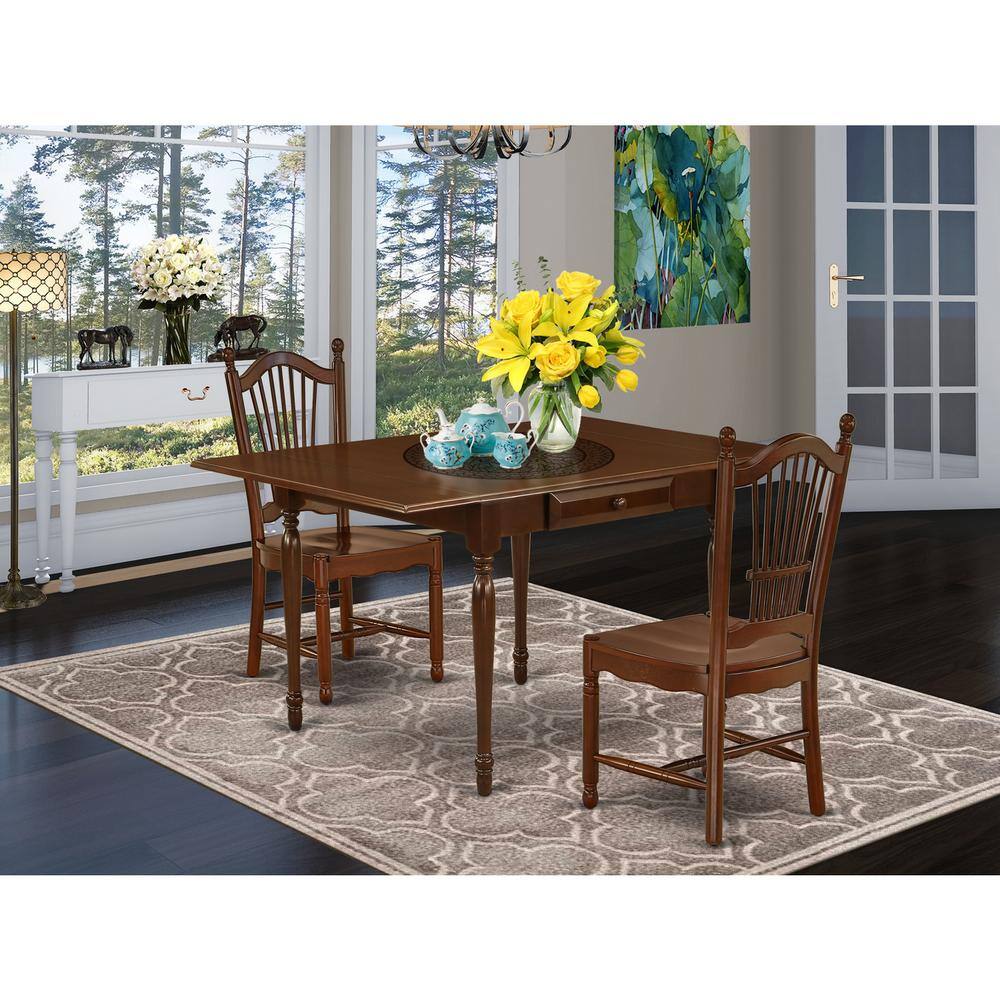 East West Furniture 3-Piece Mahogany Finish Solid Wood Top With ...