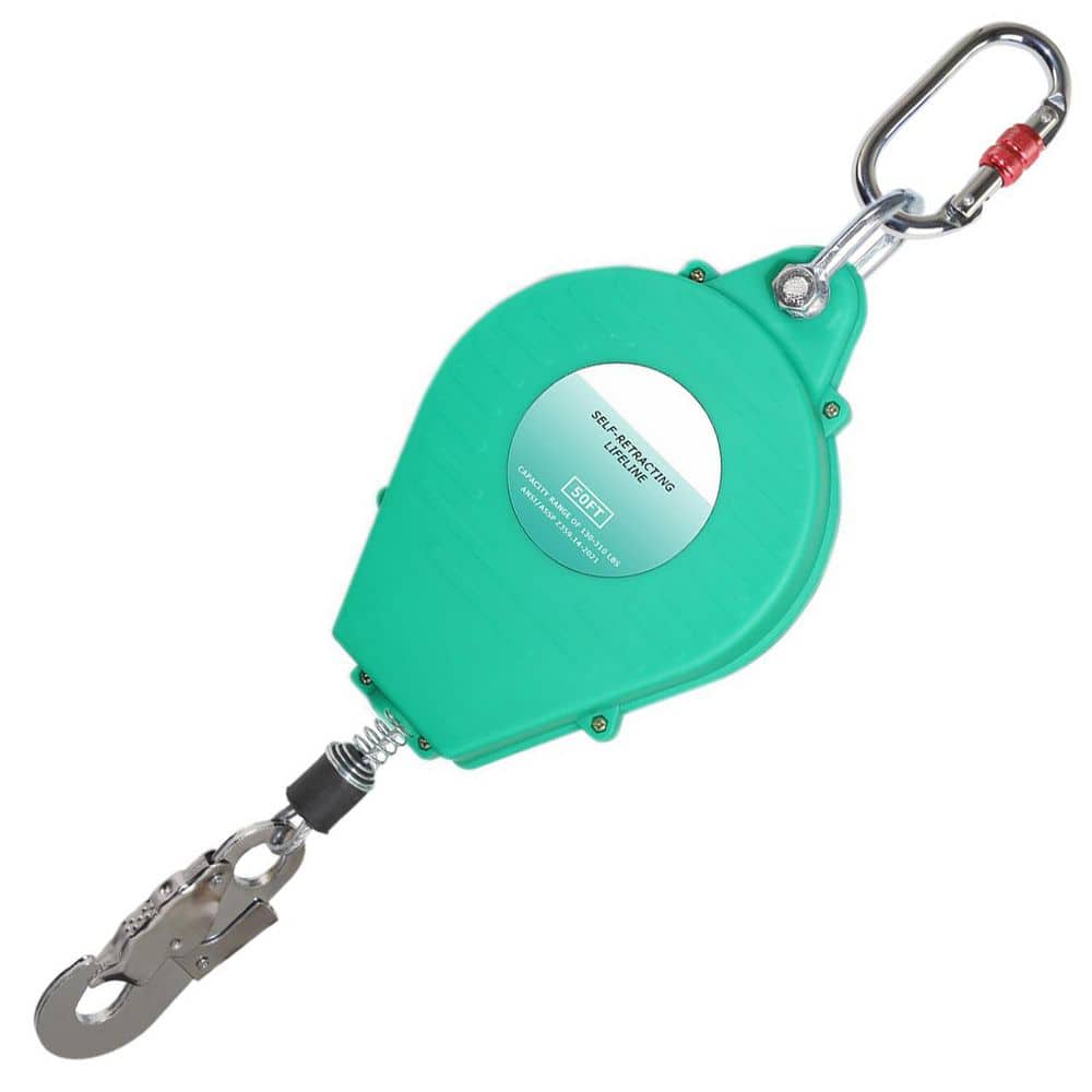 50 ft. Self Retracting Lifeline Heavy Duty Steel Wire Fall Arrest Safety Lanyard Roofing ...