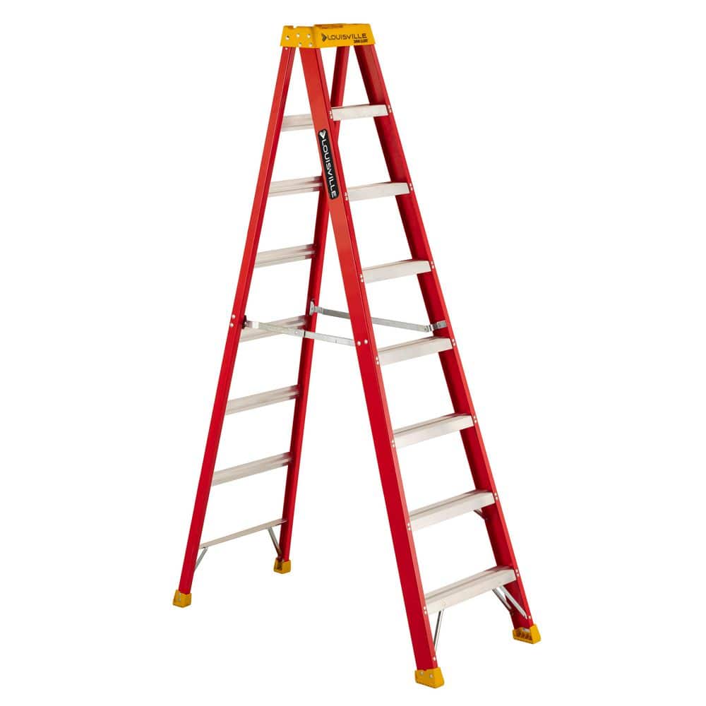 Louisville Ladder 8 ft. Fiberglass Step Ladder with 300 lbs. Load ...