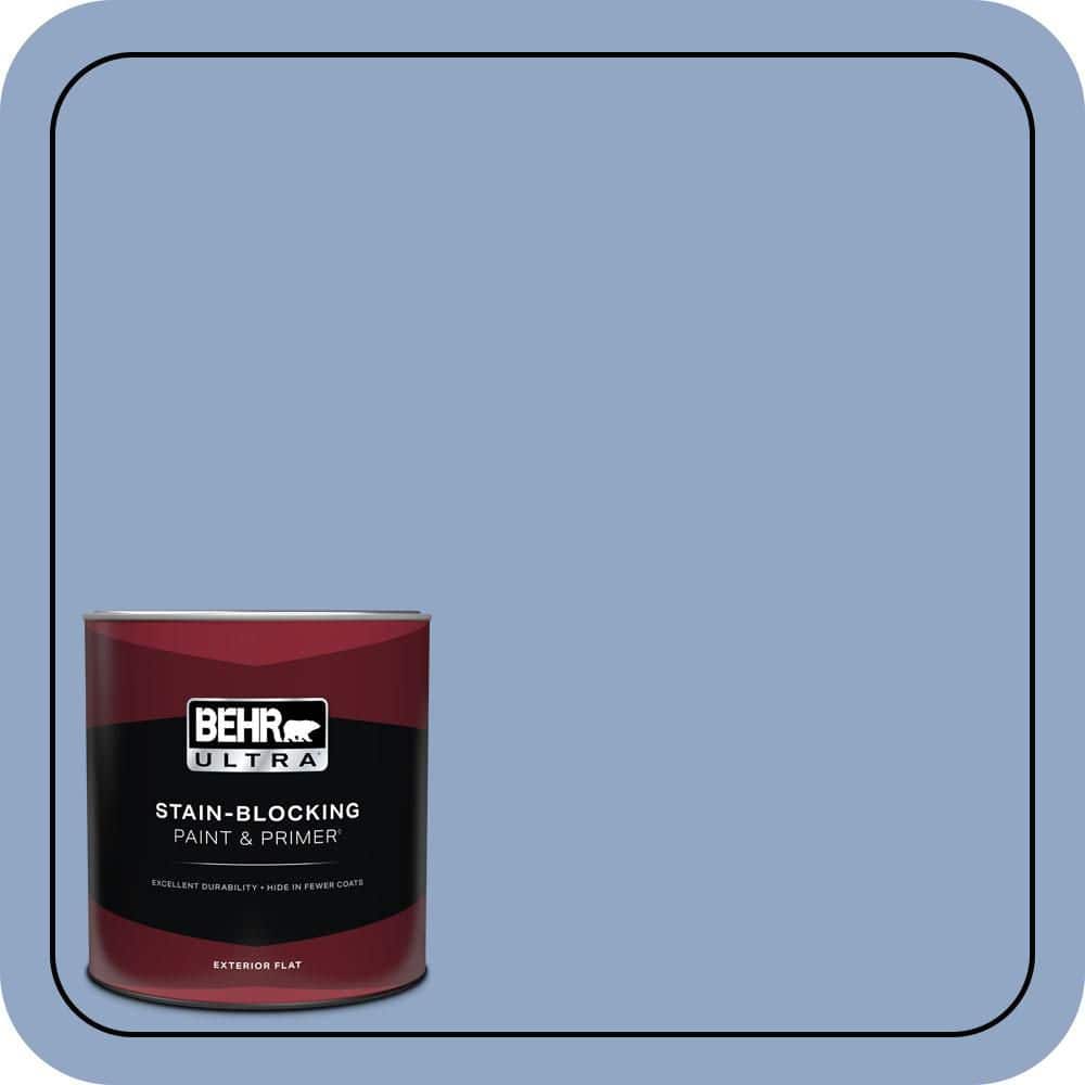 BEHR ULTRA 1 qt. #PPU15-13 Blue Hydrangea Flat Exterior Paint & Primer ...