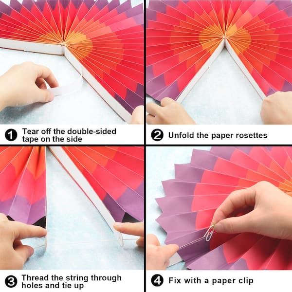 Papercraft Tye Dye Flowers Tye Dye Paper Fans Flowers Set of 12 Paper ...