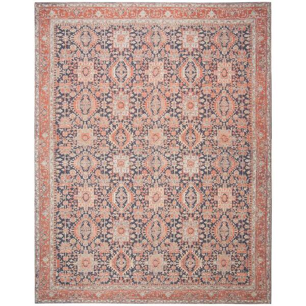 SAFAVIEH Classic Vintage Navy/Rust 8 ft. x 10 ft. Floral Border Area ...