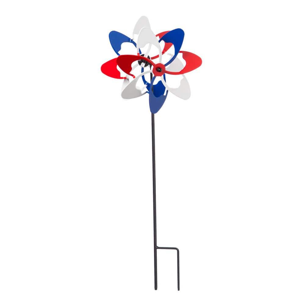Evergreen 18 in. Red and Blue Wave Americana Mini Kinetic Windmill ...