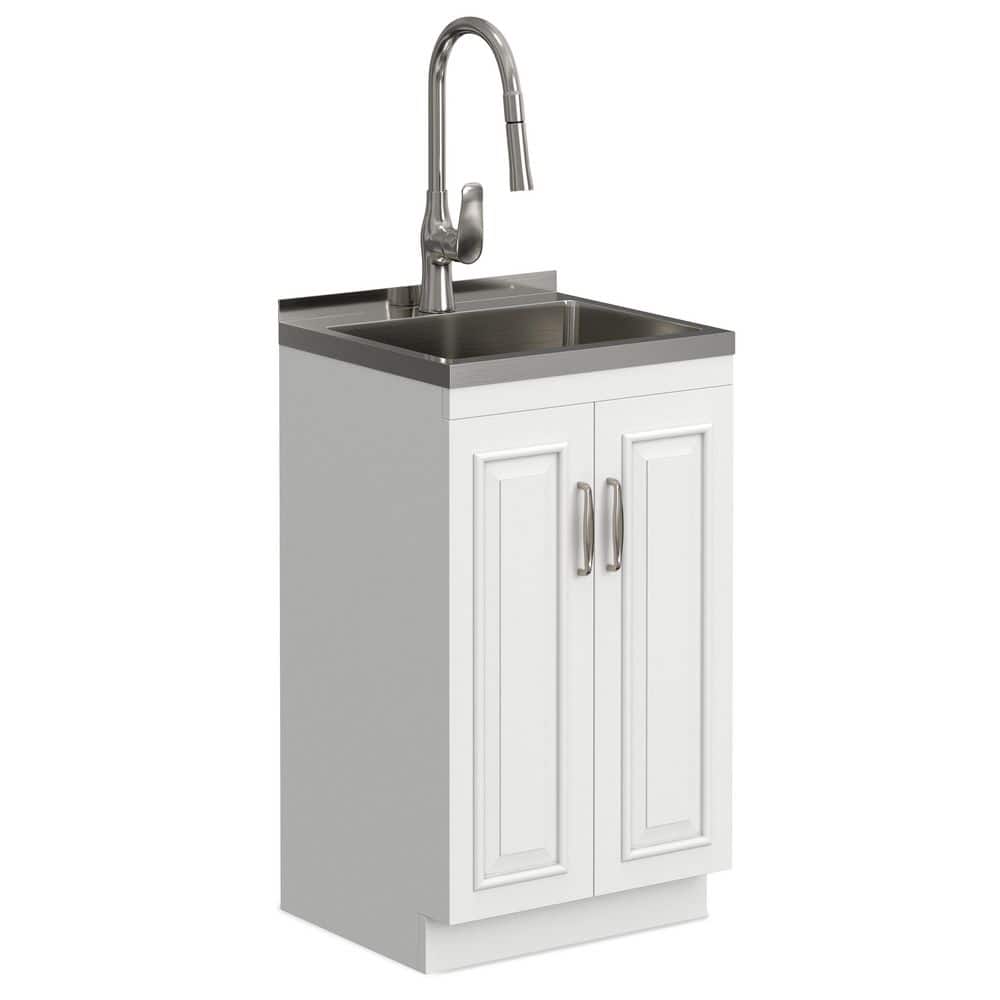 Simpli Home Darwin All-In-One 20 in. Drop-In Utility Laundry Sink with ...