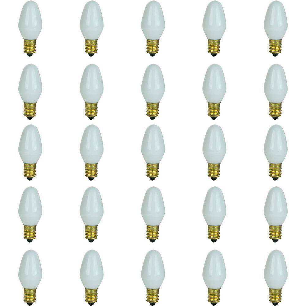 Sunlite 7-Watt C7 Small Night Light Candelabra E12 Base White ...