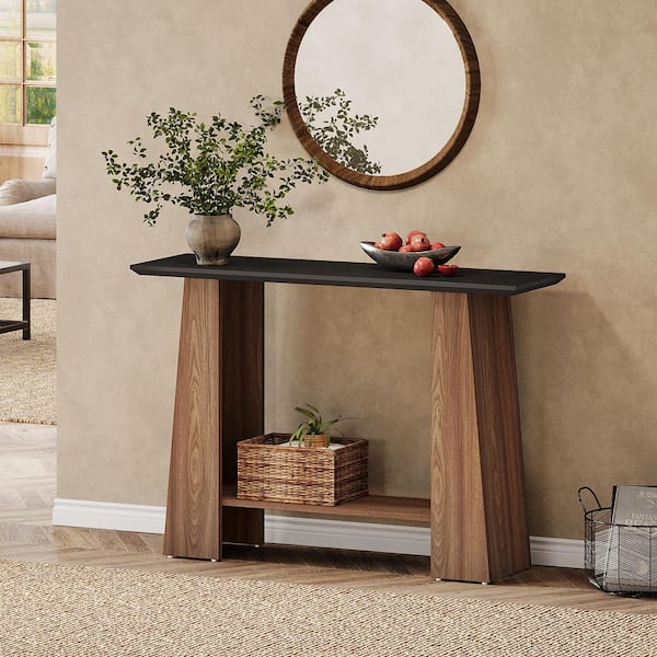 BYBLIGHT Turrella 47 in. Black and Walnut Rectangle Engineered Wood ...