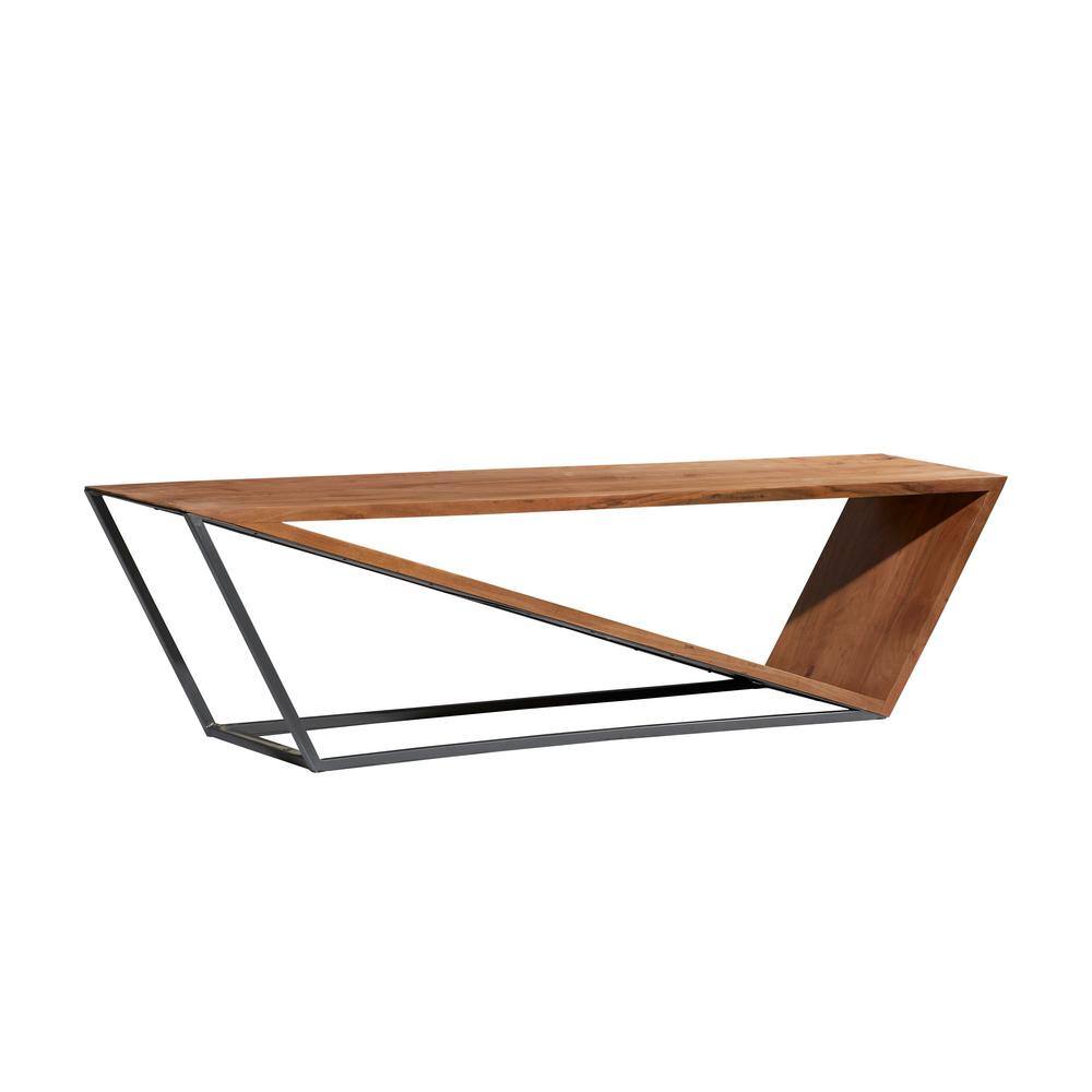 Litton Lane Brown Open Diagonal Frame Bench 18 in. X 69 in. X 16 in ...