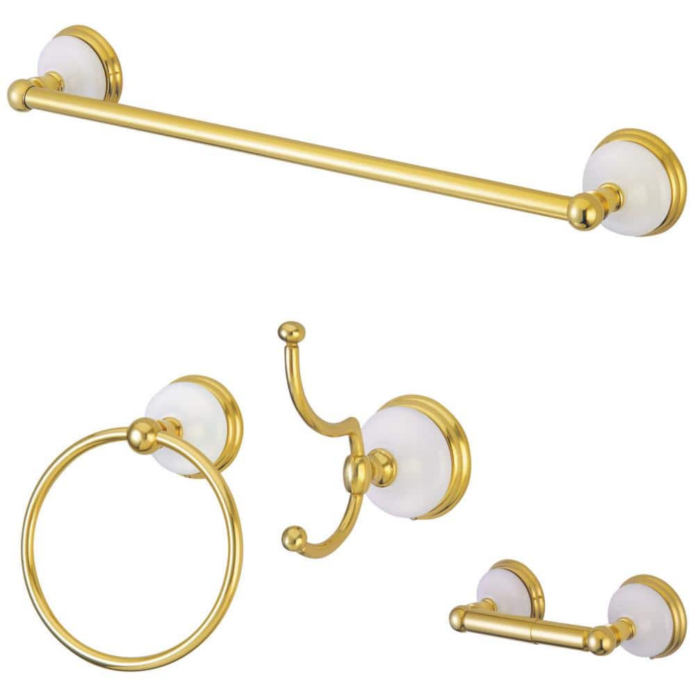 Kingston Brass Traditional 4-Piece Bath Hardware Set in Polished Brass ...