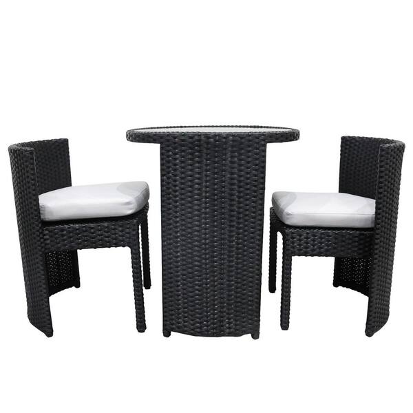 TWT 3-Piece Aluminum Patio Conversation Seating Set with White Cushions ...