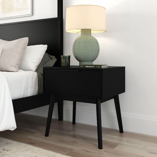 PLANK+BEAM Haven Black 1 Drawer 24 in. W Nightstand 3100211000-170 ...