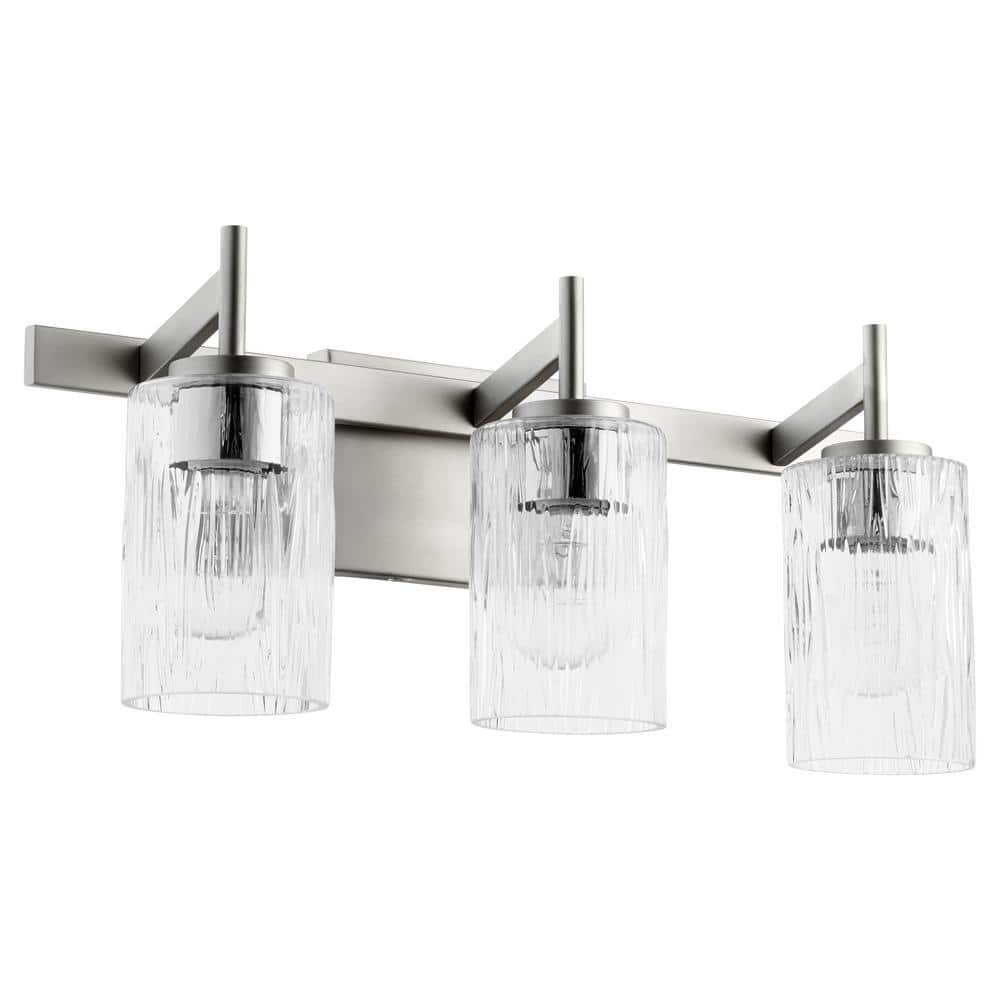 Quorum INTERNATIONAL 3-Light - 100-Watt Medium Lamp Base Light Vanity 21 in. Width with 3 Clear ...