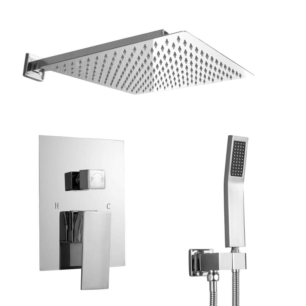 LORDEAR 2-Spray Patterns with 1.8 GPM 12 in. Wall Mount Dual Shower ...
