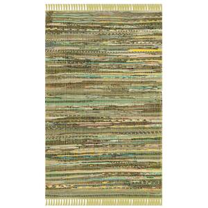 SAFAVIEH Rag Rug Green/Multi 5 ft. x 8 ft. Striped Area Rug RAR240E-5