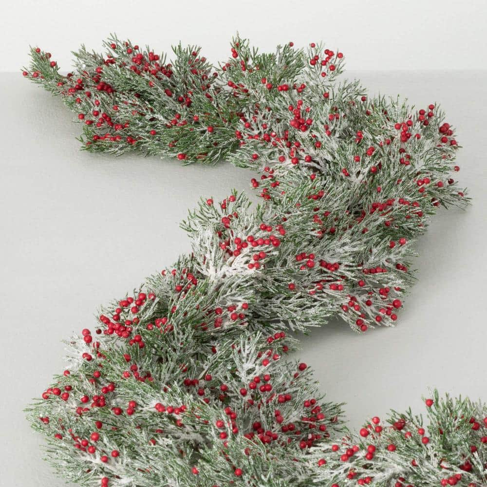 SULLIVANS 60 in. Artificial Cedar Red Berry Christmas Garland GD1535 ...