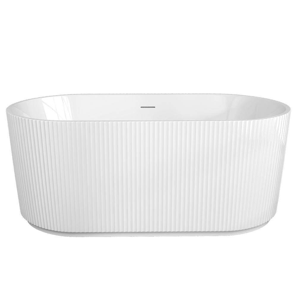 Zeafive Lax 59 in. x 29.53 in. Freestanding Soaking Bathtub Flatbottom ...