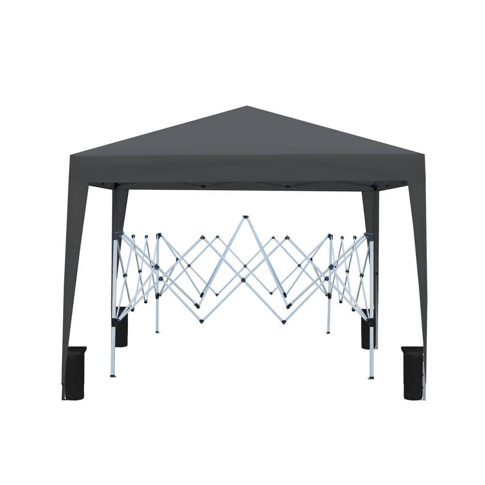 Zeus & Ruta Outdoor 10 ft. x 10 ft. Black Pop Up Canopy Tent with ...
