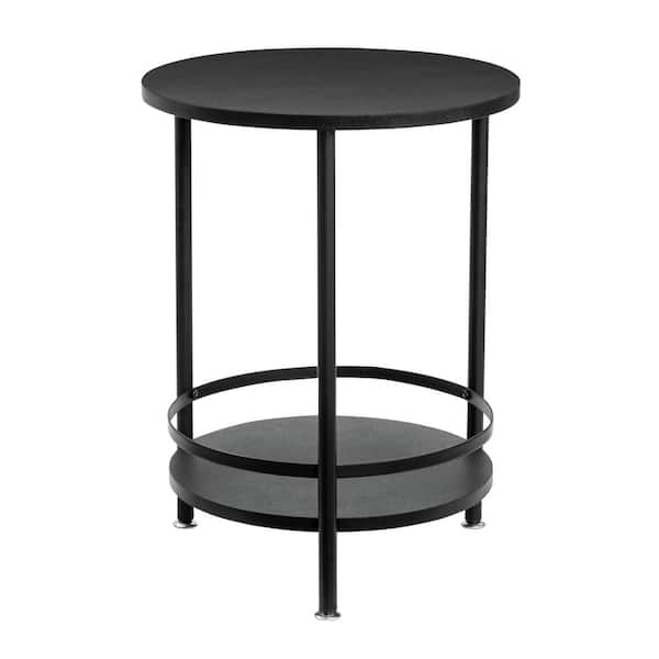 Honey-Can-Do Black 2-Tier Round Side Table TBL-08798 - The Home Depot