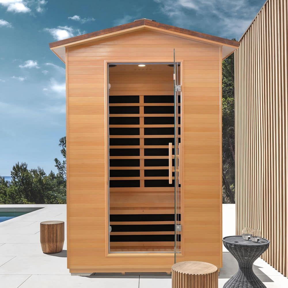 Spygo Moray 1-2 Person Outdoor Hemlock Infrared Sauna with 8 Far ...