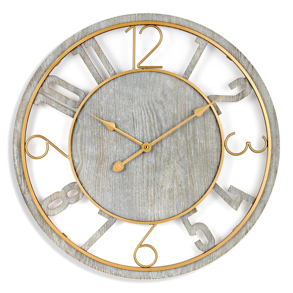 Sorbus Gray Oversized Design Metal Analog Classic Numeral Wall Clock ...