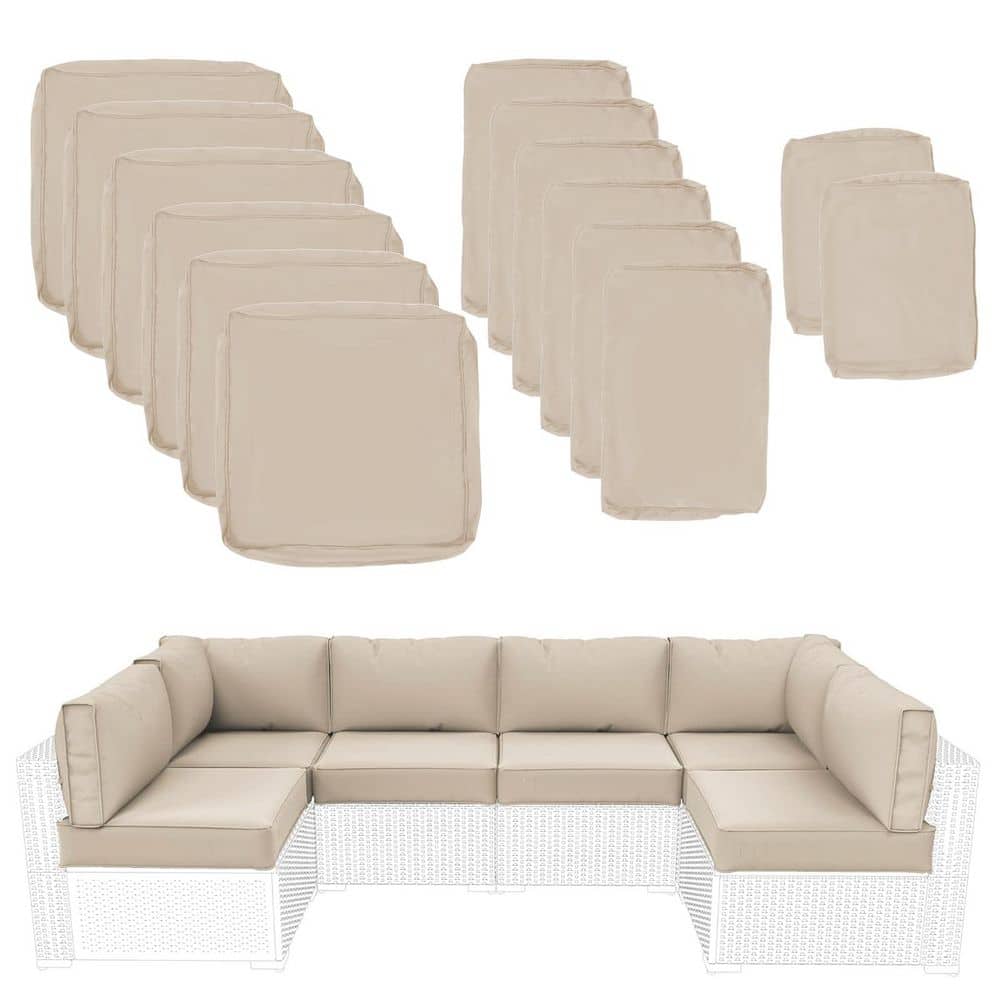 Oyezvary 14-Piece Deep Seating High-Quality Polyester Fabric Patio ...