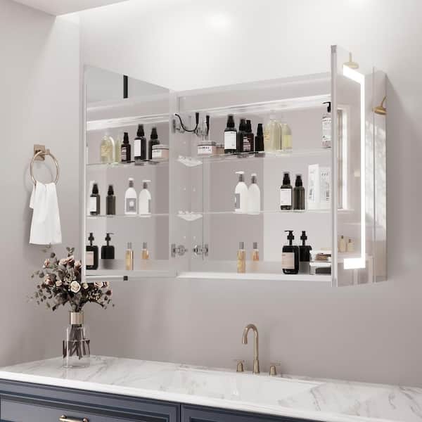 Altair Hemnes 36 in. W. x 30 in. H Rectangular Aluminum Medicine Cabinet with Mirror 763036 LED MC