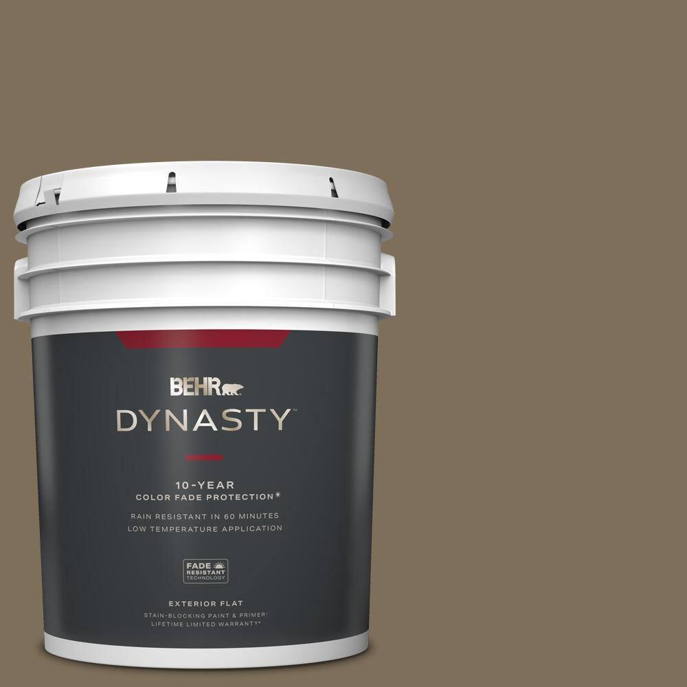 BEHR DYNASTY 5 gal. #710D-6 Butternut Wood Flat Exterior Stain-Blocking ...