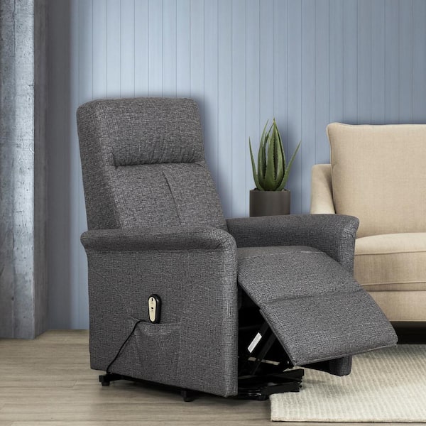 PRIMO INTERNATIONAL Cliffside 28 in. Grey Polyester Power Lift Recliner ...