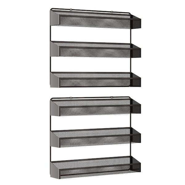 AULEDIO 2-Pack 3-Shelf Metal Wall Mount Spice Rack for Kitchen Cabinet ...