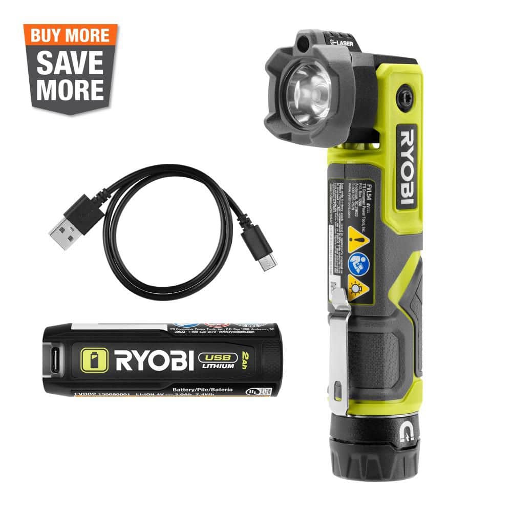 RYOBI USB Lithium Cordless Pivoting 625 Lumens Rechargeable Head ...