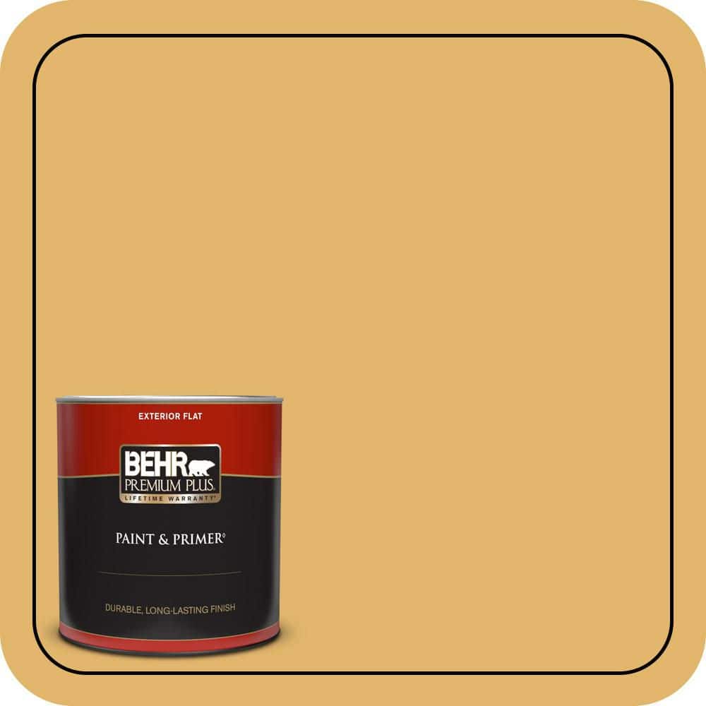 BEHR PREMIUM PLUS 1 qt. #M290-5 English Custard Flat Exterior Paint ...
