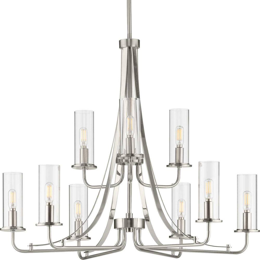 Progress Lighting Riley Collection 9-Light Brushed Nickel Clear Glass ...