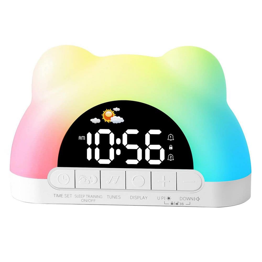 Colorful Kids Sleep Training Alarm Clock with Night Light and Sound ...