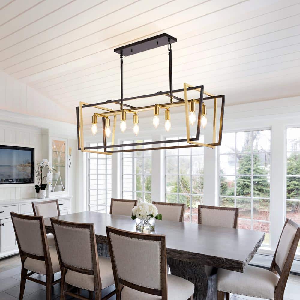 Magic Home Industrial 8-Light Vintage Black and Gold Modern Industrial ...